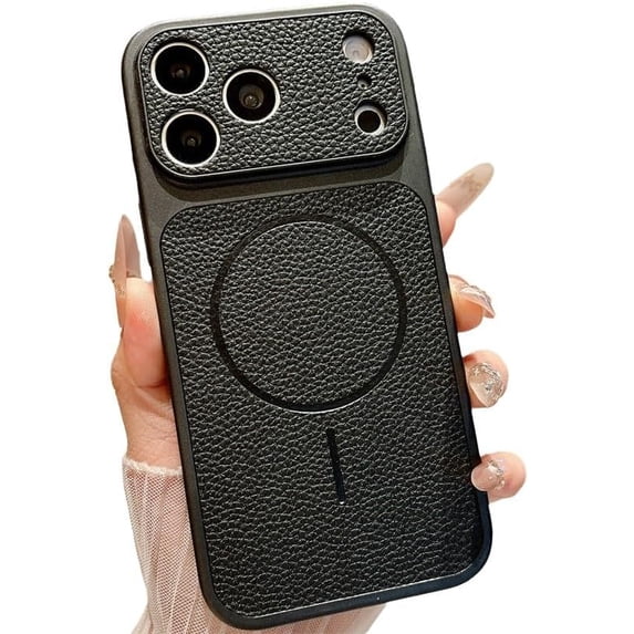 Litchi Pattern Leather Back Camera Protect Magnetic Phone Case for ...