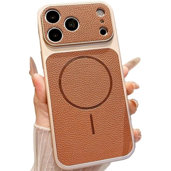 Litchi Pattern Leather Back Camera Protect Magnetic Phone Case for ...