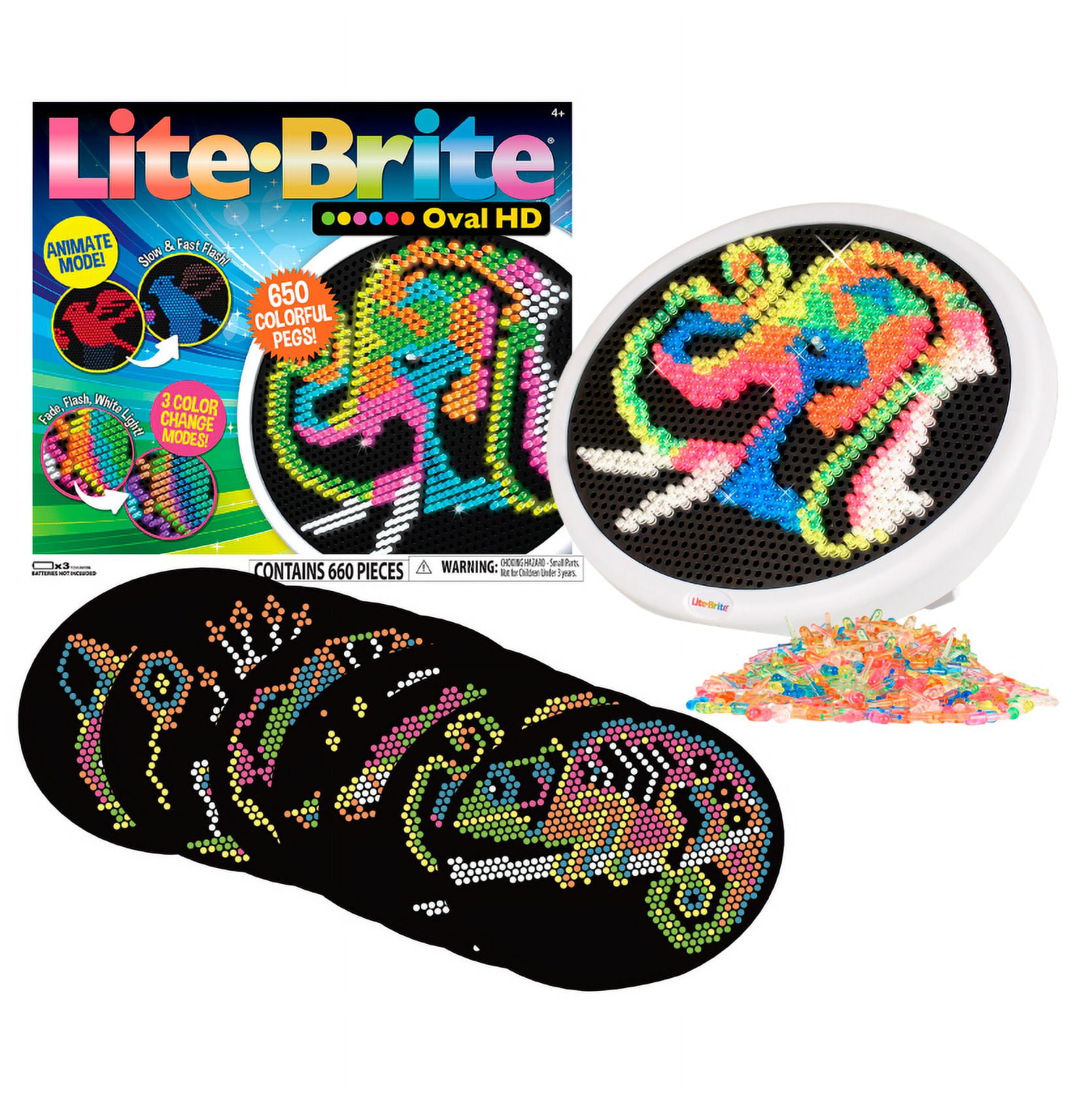 Lite-Brite Mini Oval HD - 650 Colorful Pegs, 8 Design Templates, New ...