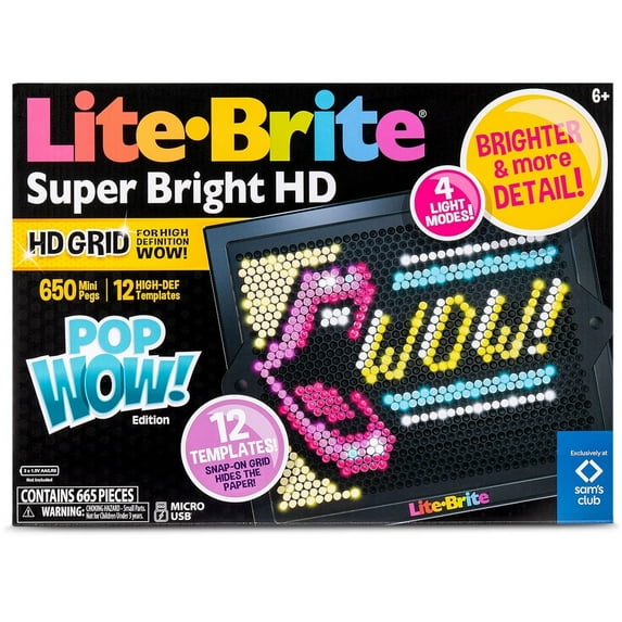 Lite-Brite Classic Mini Light Toy Game, Super Bright HD Pop Wow Edition ...