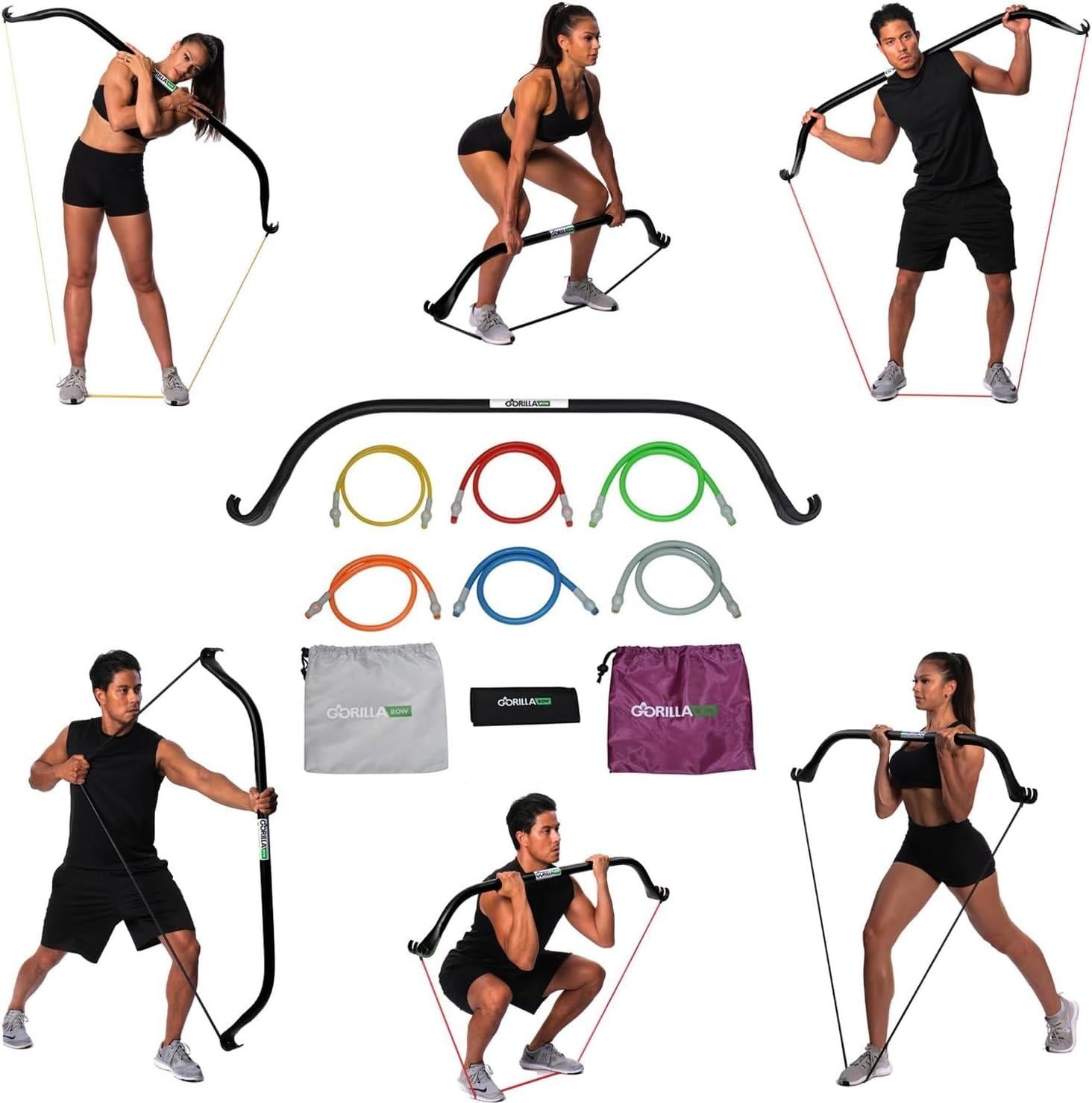 Lite Gorilla Bow Portable Home Gym Resistance Bands and Bar System for Travel, Fitness ...