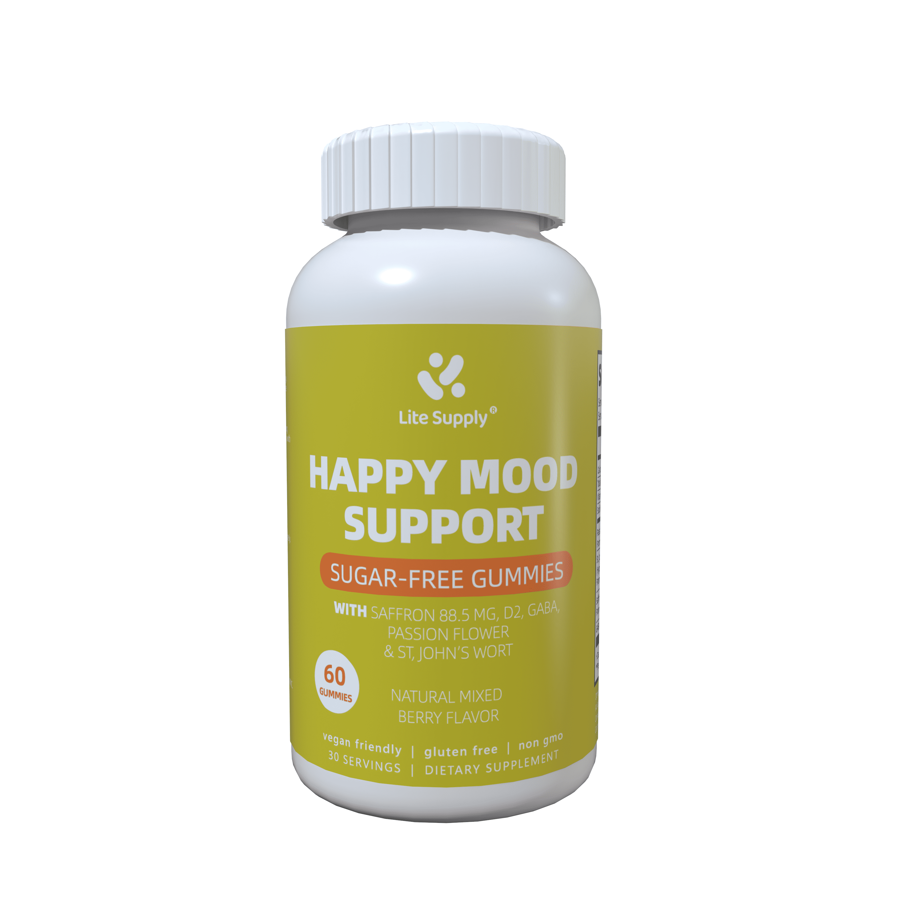 Lite Supply Happy Gummy Worms, Mood Balance Support, Vitamin D, Saffron ...
