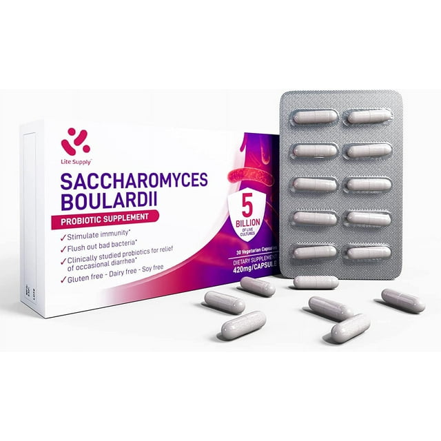 Lite Supply Saccharomyces Boulardii, 5B CFU, 30 Veg Capsules, Daily ...