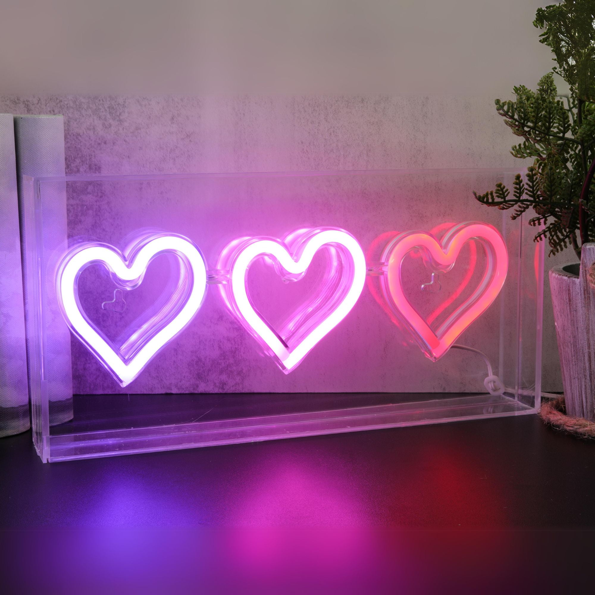 Lite Trends Novelty Neon LED 3 Hearts Shape In - 12" x 6" Frame for ...