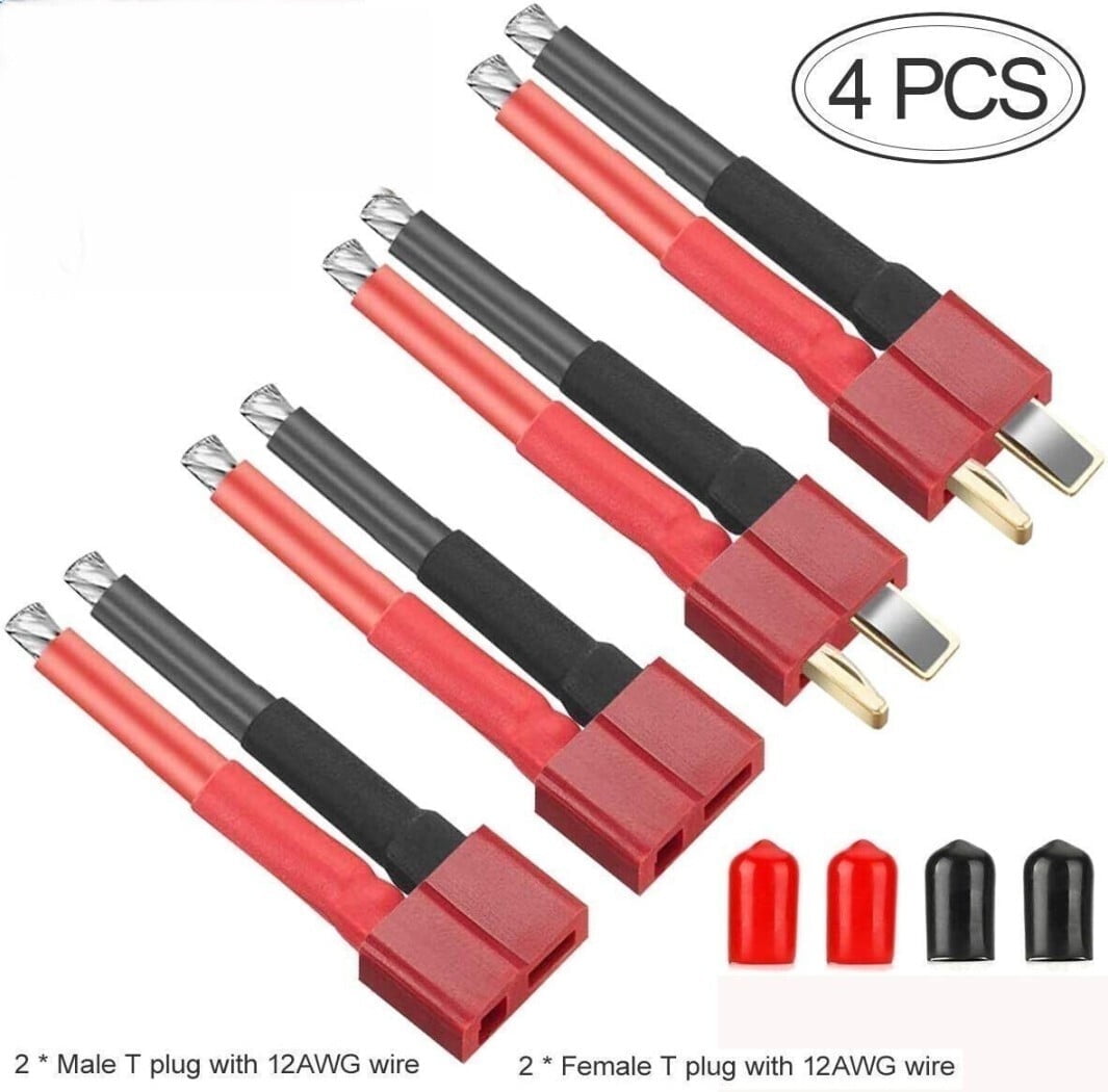 LiteBee 4PCS Deans Style T Plug Female Male Connector Adapter 12AWG ...