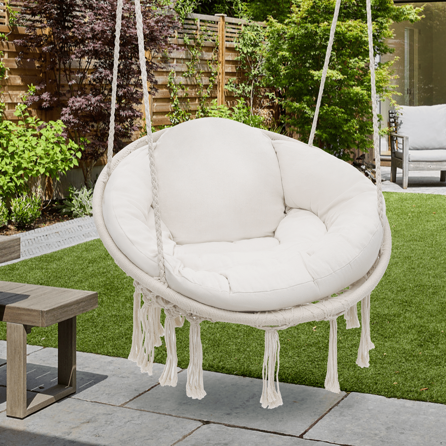 LiteHaven Hammock Chair with Hanging Hardware Kit and Back Cushions ...