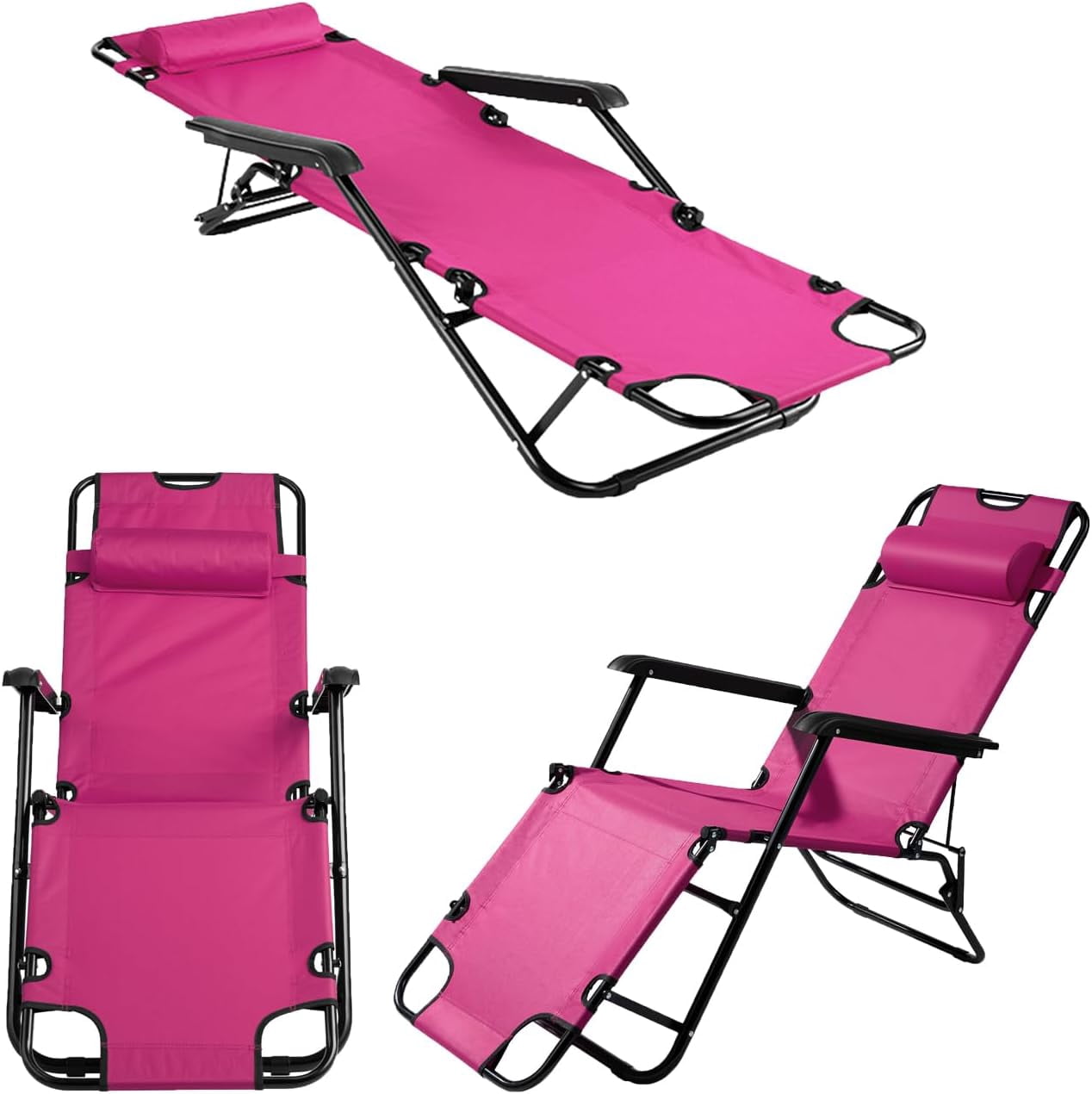 LiteHaven Outdoor Folding Chaise Lounge Chair, Patio Sun Lounger ...
