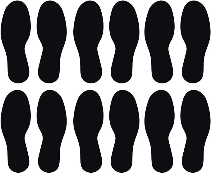 LiteMark Durable Gloss Finish Black 9 Inch Medium Size Footprint Decal ...
