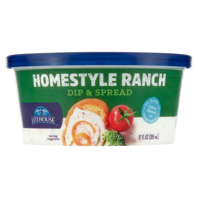 Litehouse Home Style Creamy Ranch Refrigerated Veggie and Chip Dip, 12 ...
