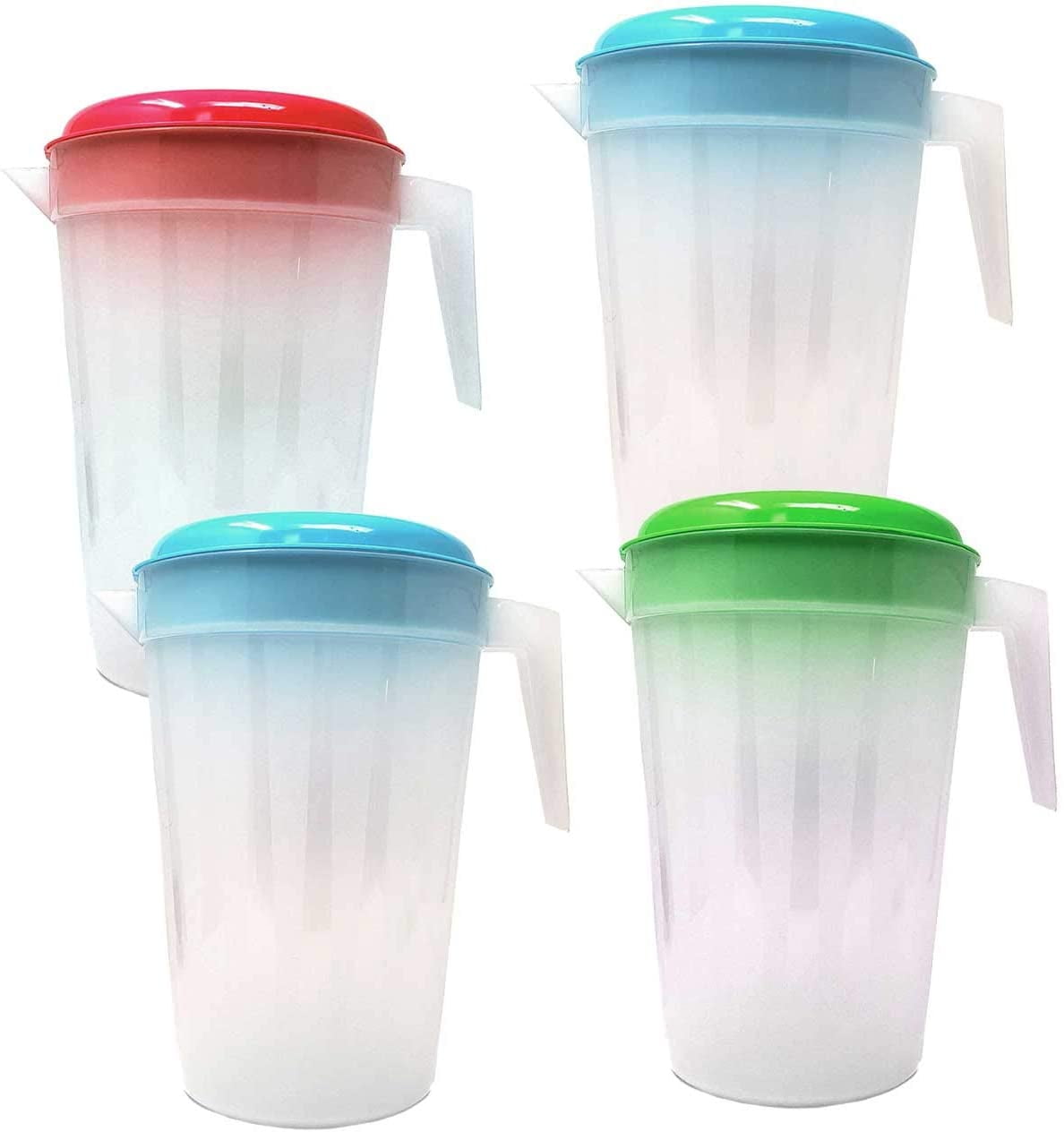 Liter Round Clear Plastic Pitcher With Lid & Handle For Water Iced Tea ...