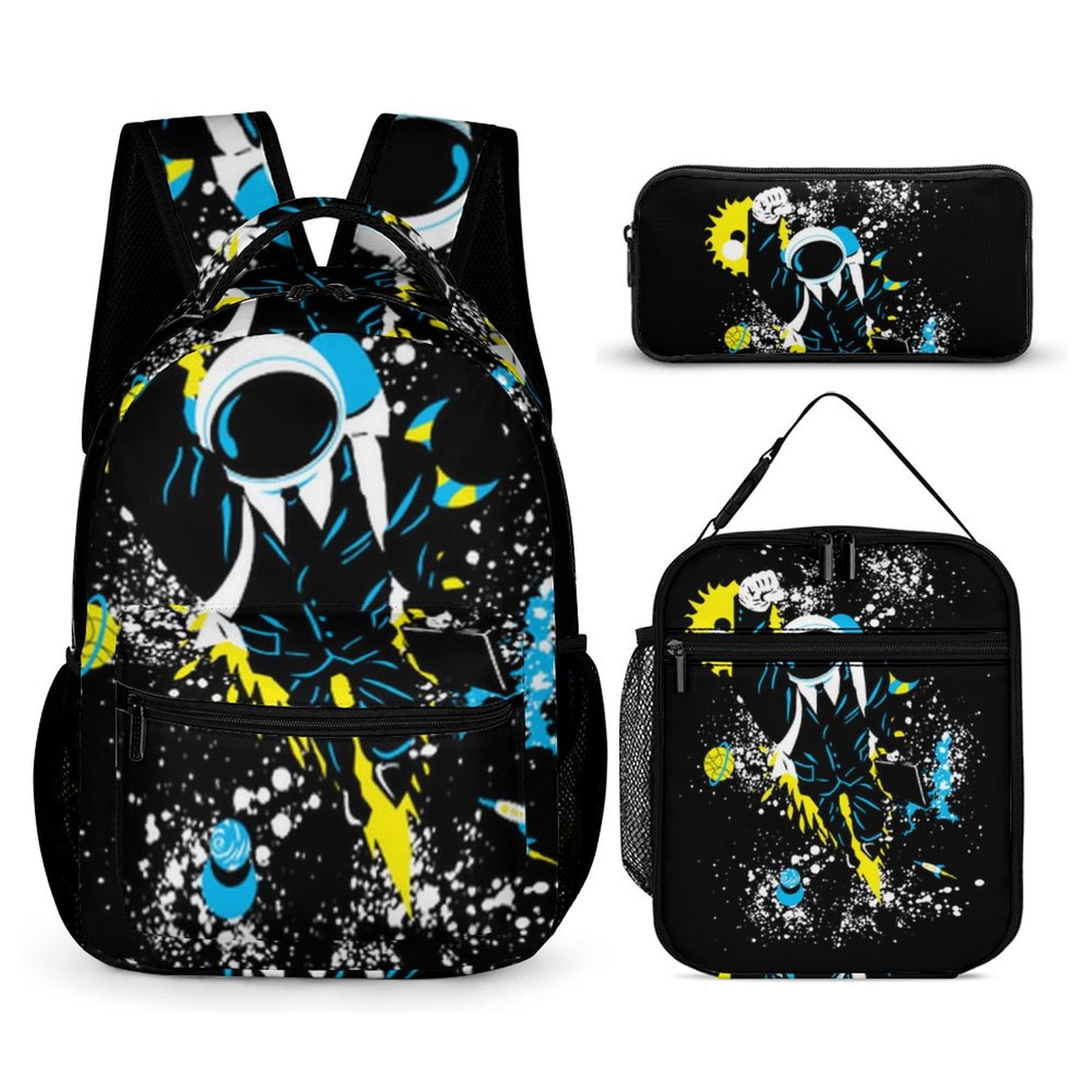 Literal Spacesuit 3 Piece Backpack Set Anime Casual Daypack with Lunch ...