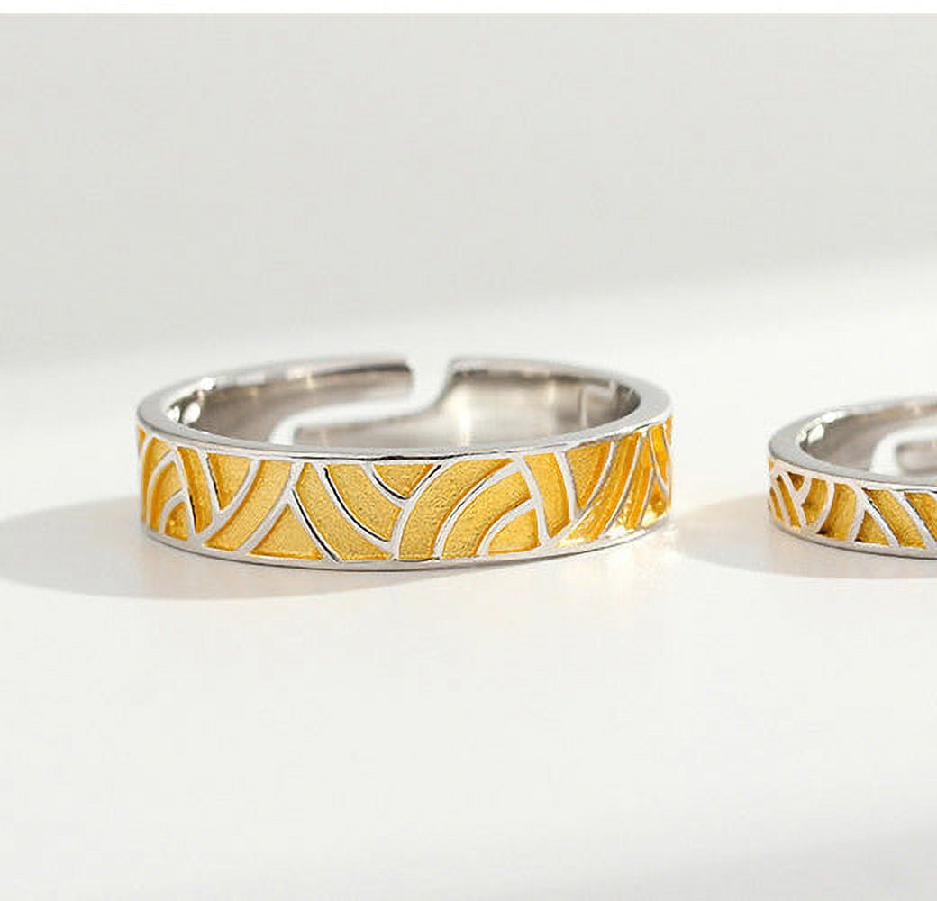 Literary Fresh Couple Rings: Wind and Wheat Wave Design, Copper ...