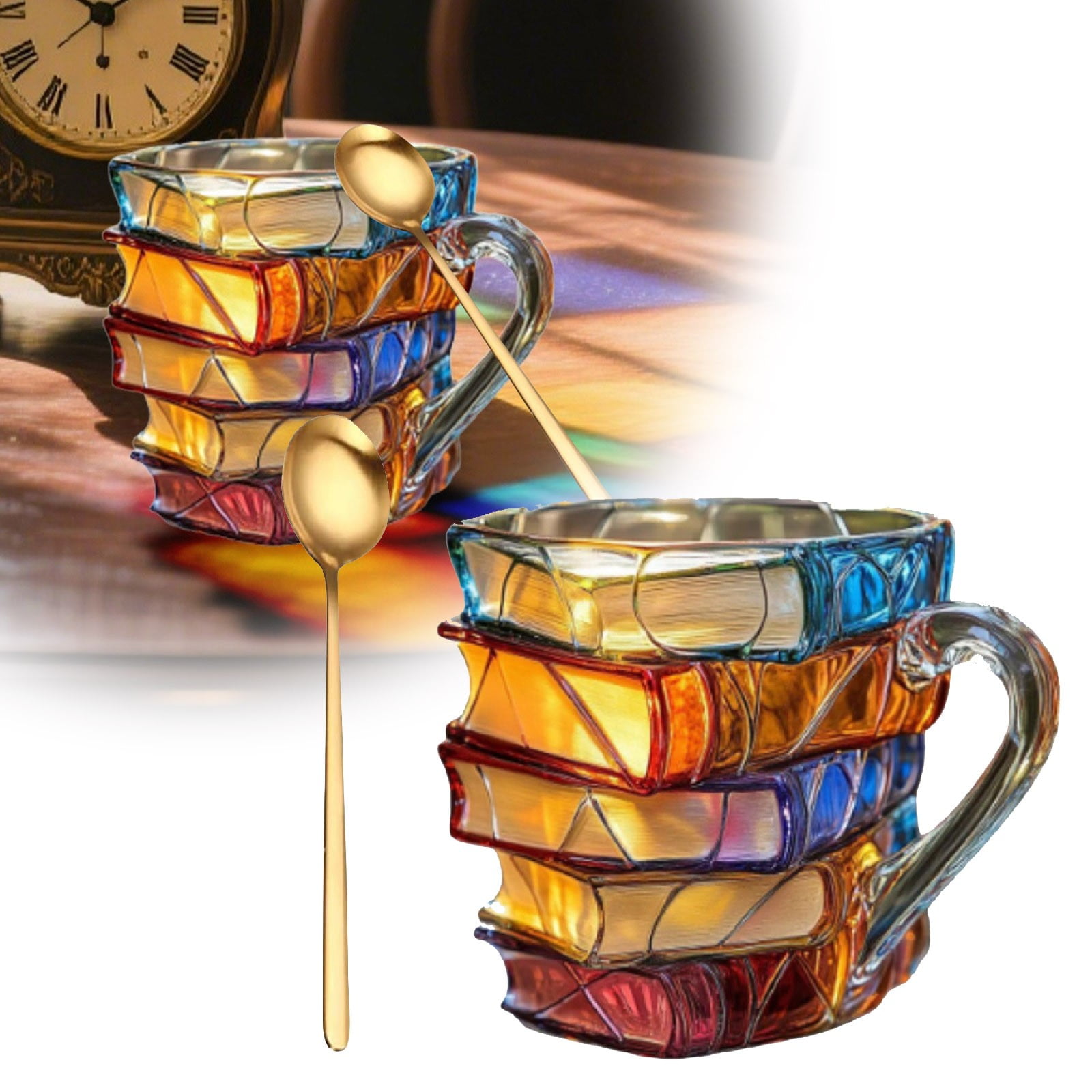 Literary Retro Painted Book Mug Handmade Resin Coffee Cup Unique ...