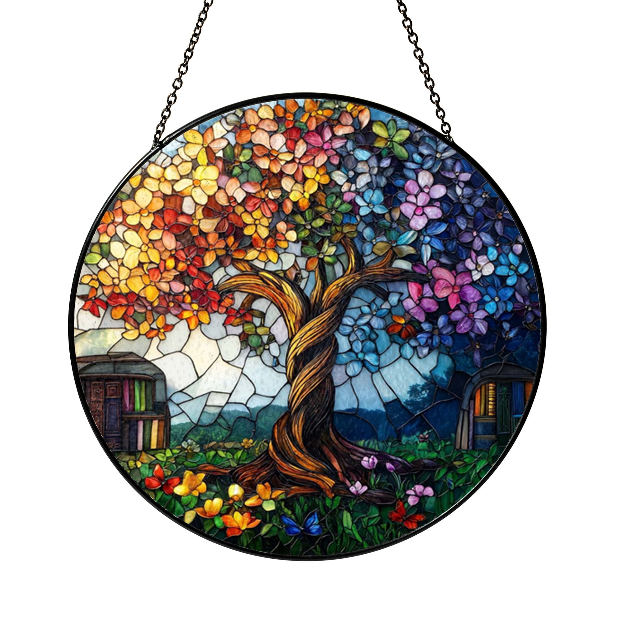 Literary Tree Scene Stained Glass Suncatcher – Window Art - Walmart.com