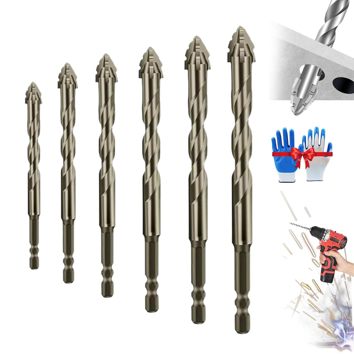 Literaryi New Four-Flute Sawtooth Eccentric Drill Bit Set, Eccentric 4 ...
