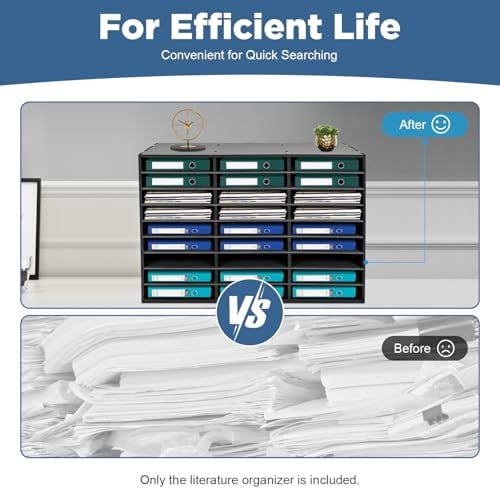 Literature Organizer, 27 Compartments Cardboard Paper Organizer Office ...
