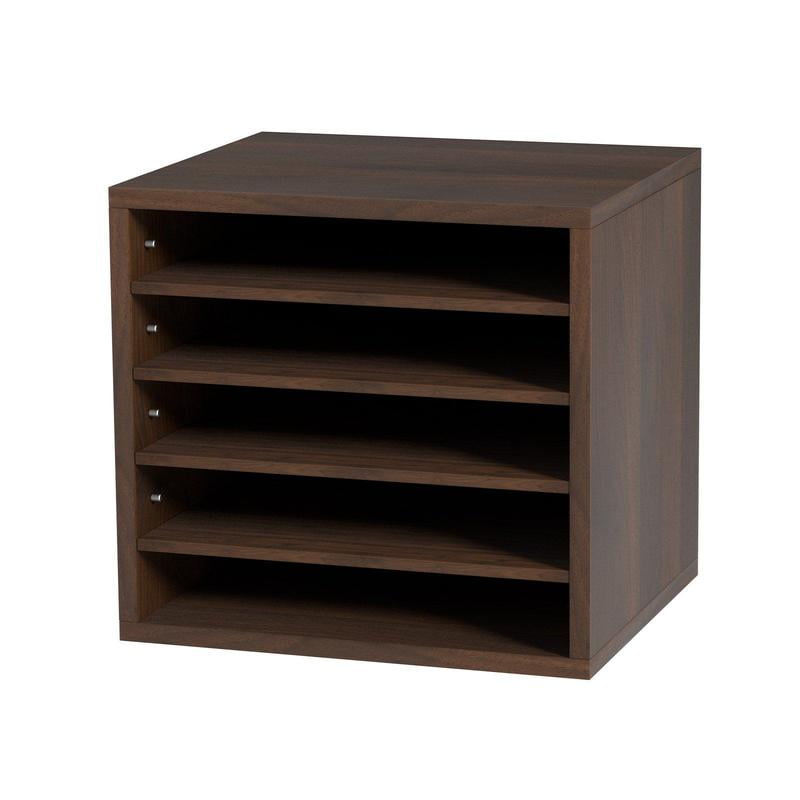 Literature Organizer with 5 Compartments and Adjustable Shelves Wood ...
