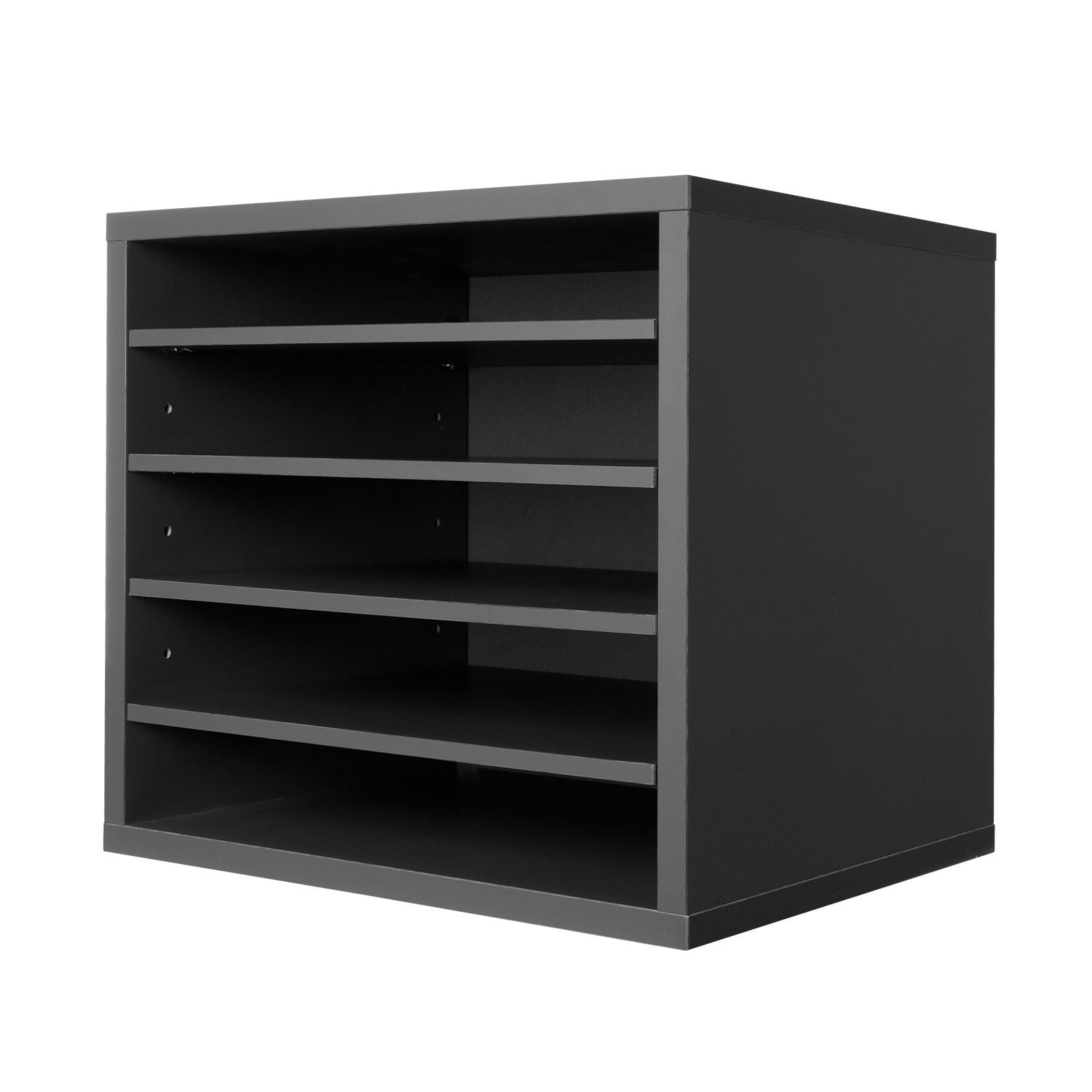 Literature Organizer with 5 Compartments, Adjustable Shelves Wooden ...