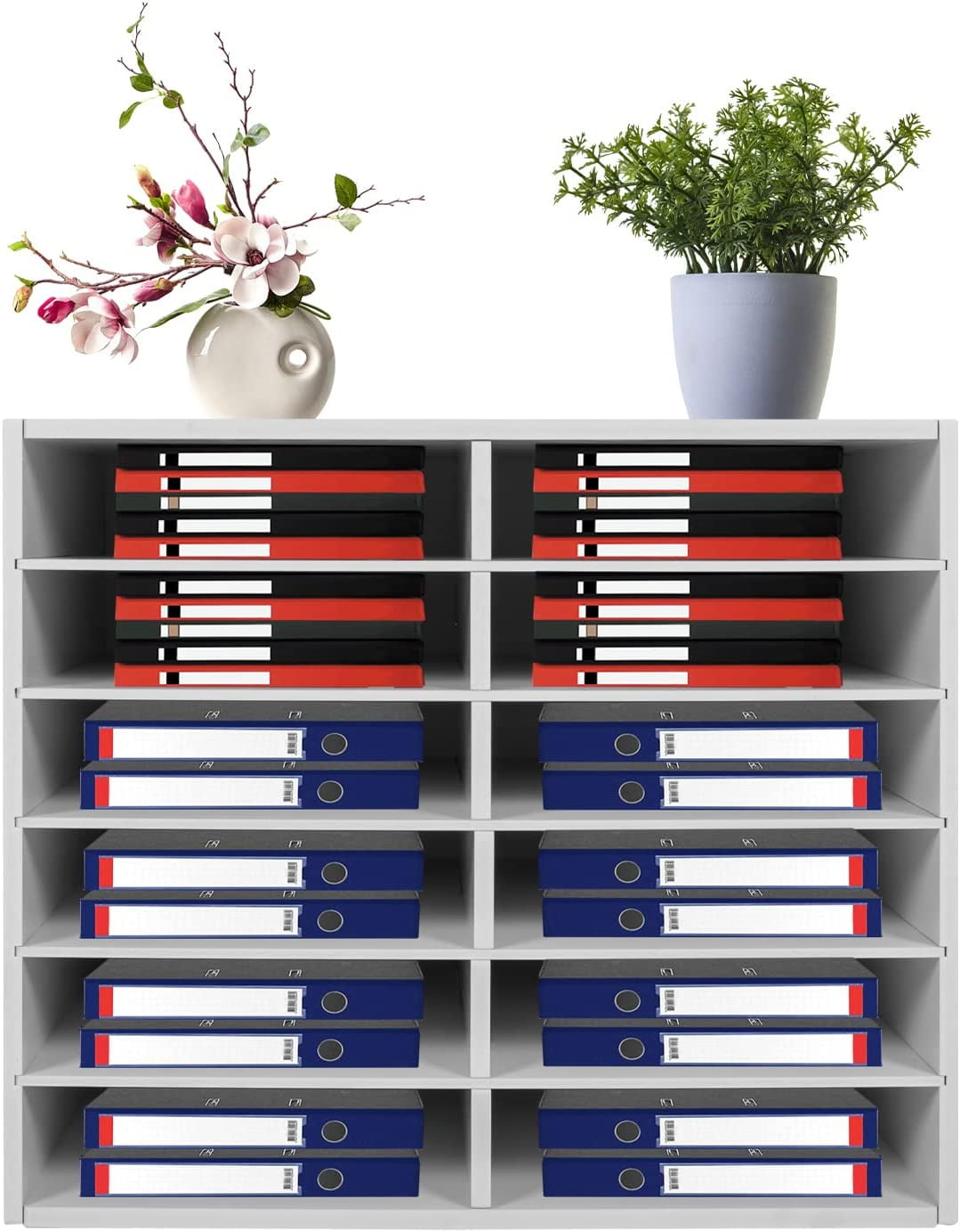 Literature Organizer, Wooden Paper and Mail Organizer 12 Compartments ...