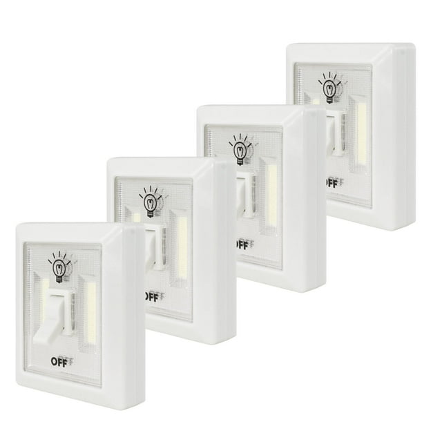 LitezAll Cordless COB LED Wireless Mini Light Switch 4 Pack for Wall ...