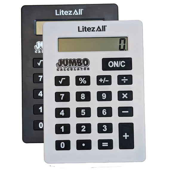 "LitezAll Jumbo Calculator, Large Pushbutton Keys, Easy-to-Read LED ...
