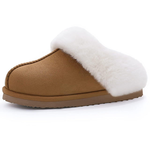 Litfun Fuzzy Memory Foam House Slippers for Women Fluffy Suede Slippers ...