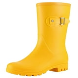 Litfun Mid Calf Rain Boots for Women Waterproof Garden Shoes, Yellow ...