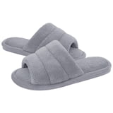 Litfun Open Toe Slippers for Women, Grey Terry Cloth, Memory Foam ...