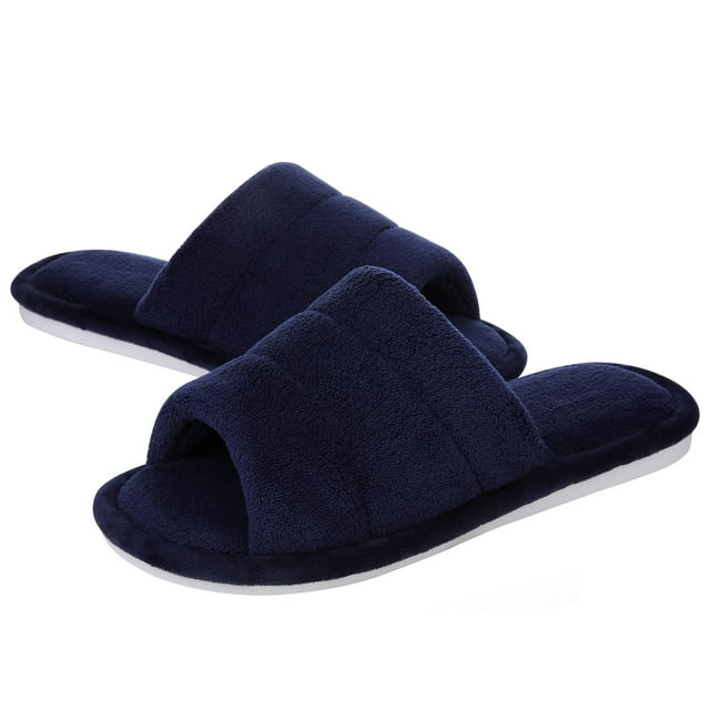 Litfun Open Toe Slippers for Women Comfort Terry Cloth House Slippers Memory Foam Slide Slippers ...