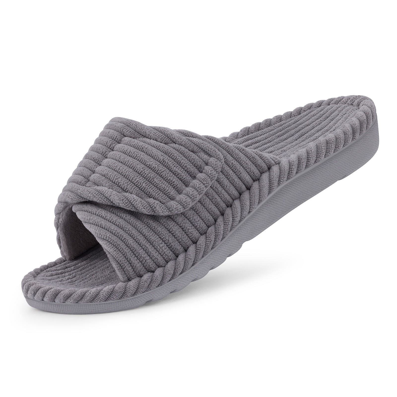Litfun Orthotic Slippers for Women, Adjustable Corduroy Slides, Arch ...