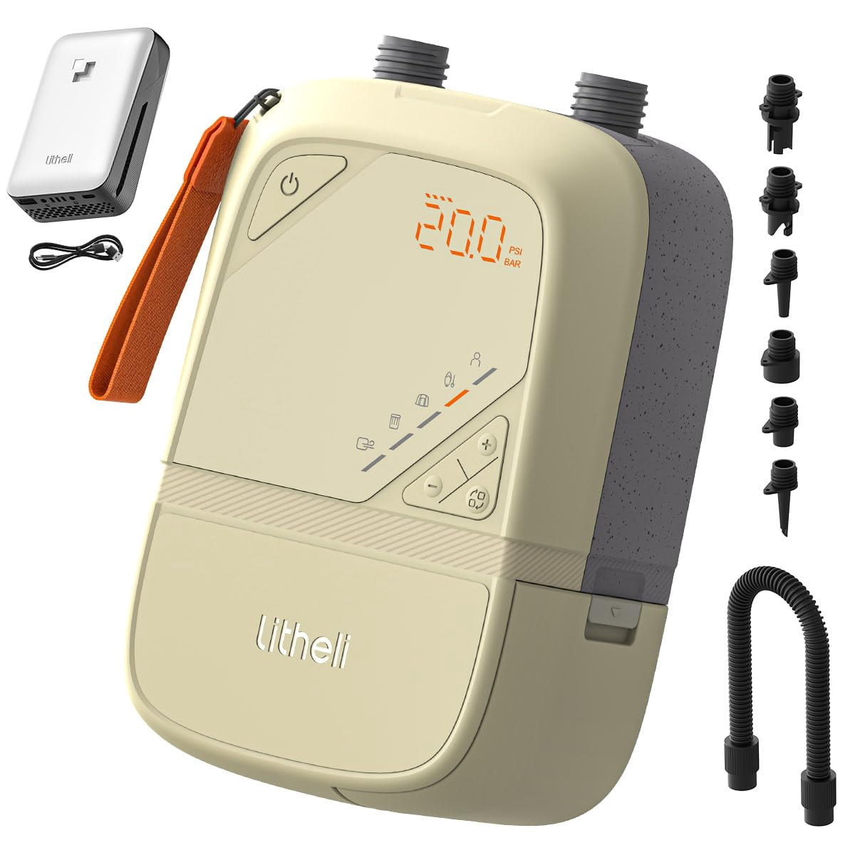 Litheli 20PSI Electric SUP Pump, Rechargeable Battery & 12V Car Powered ...