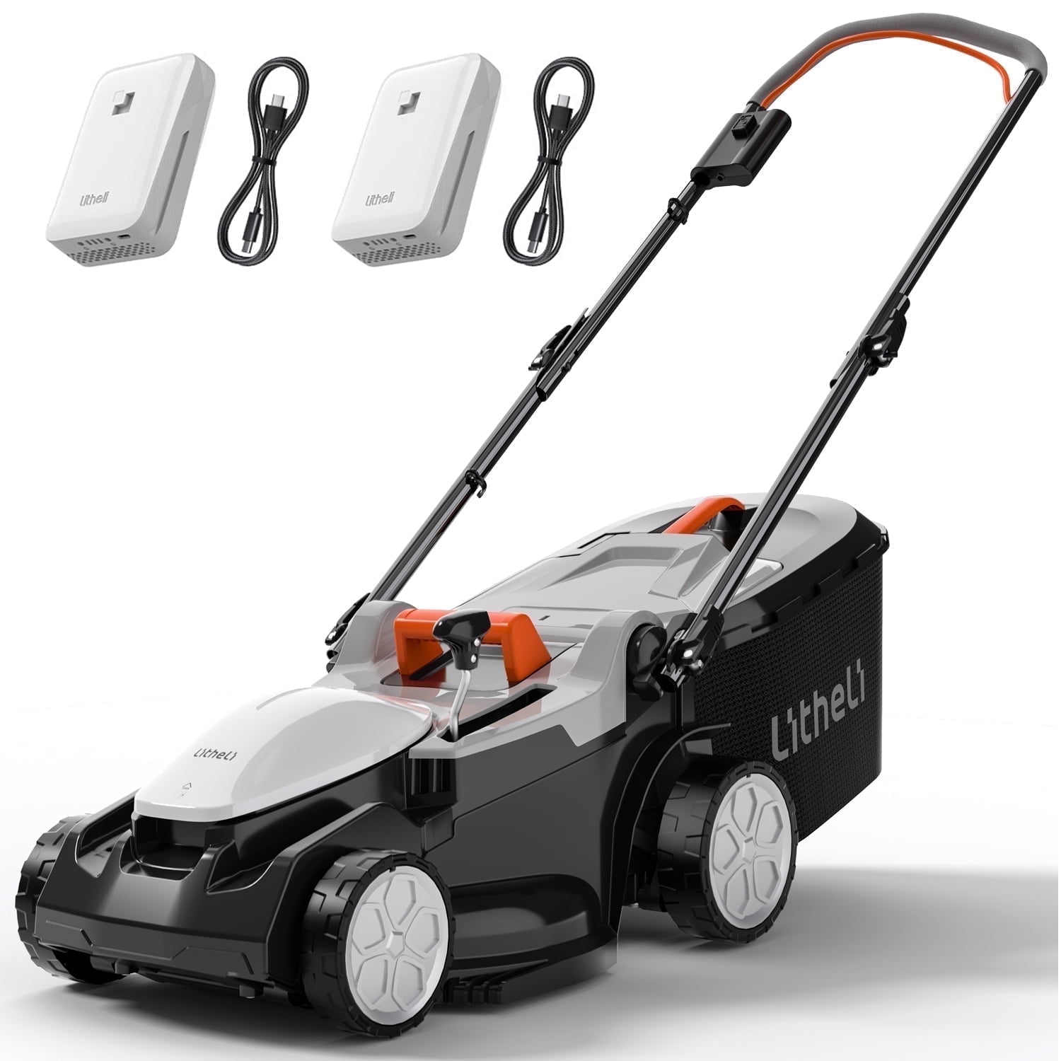 Litheli Cordless Lawn Mower, 2*20V Electric Lawn Mowers, 15 Inch ...
