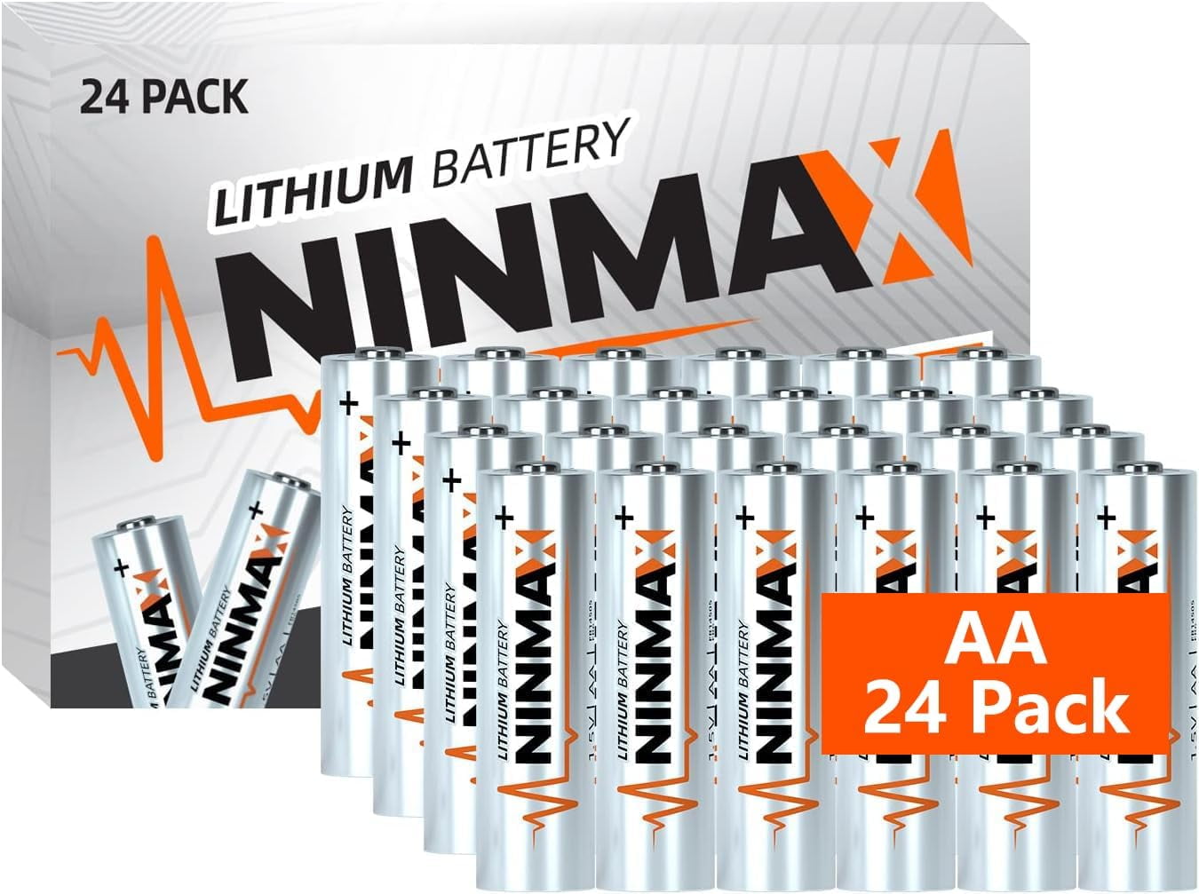 Lithium AA Batteries 24 Pack, 3500mAh 1.5V Longest Lasting Bulk Pack ...