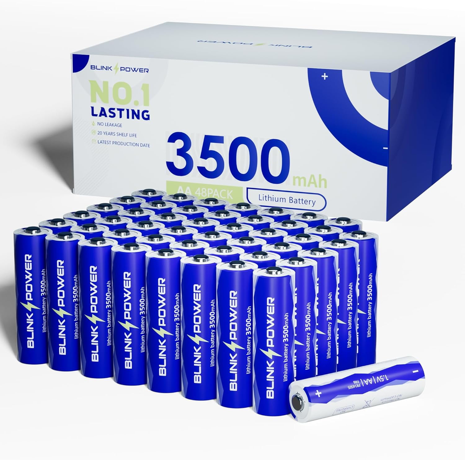 Lithium Batteries AA 48 Pack, 3500mAh NO.1 Lasting 1.5V Double A ...