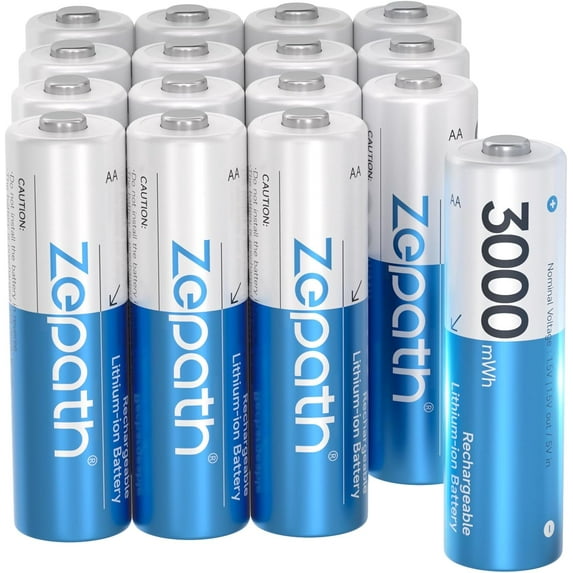 Lithium Batteries aa 16 Pack 3000mWh High Power Recharable 1.5V Double ...