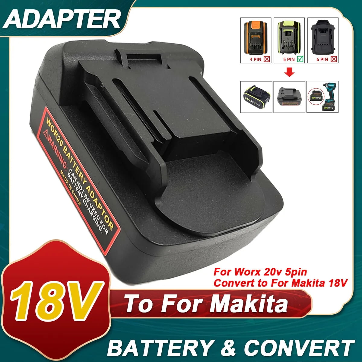 Lithium Battery Adapter Converter For Worx 20v For Kress Big Feet ...