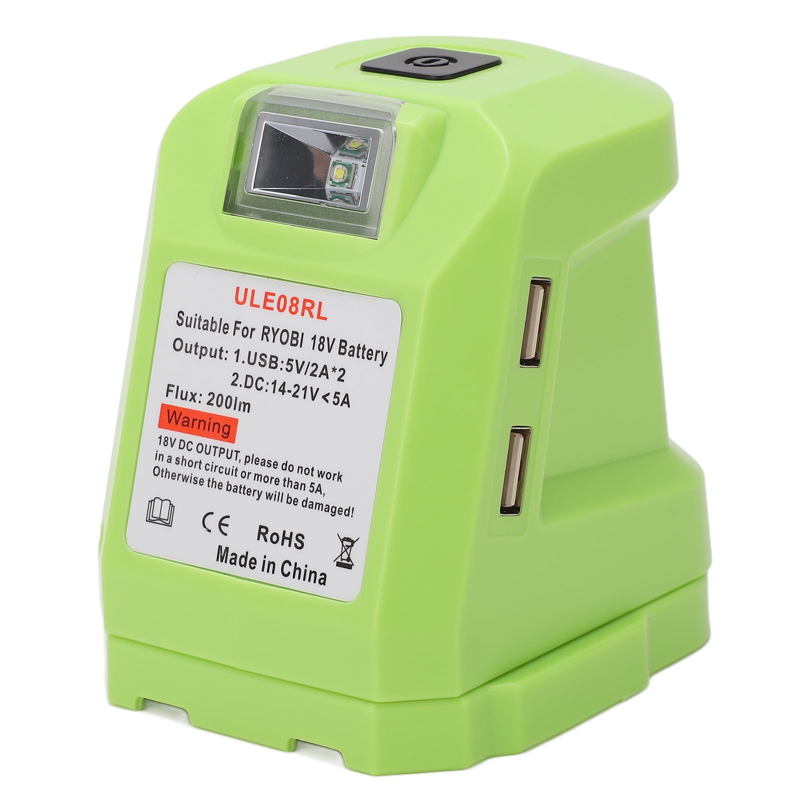 Lithium Battery Converter With Spotlight, 5V 2A Dual USB Output, Power ...