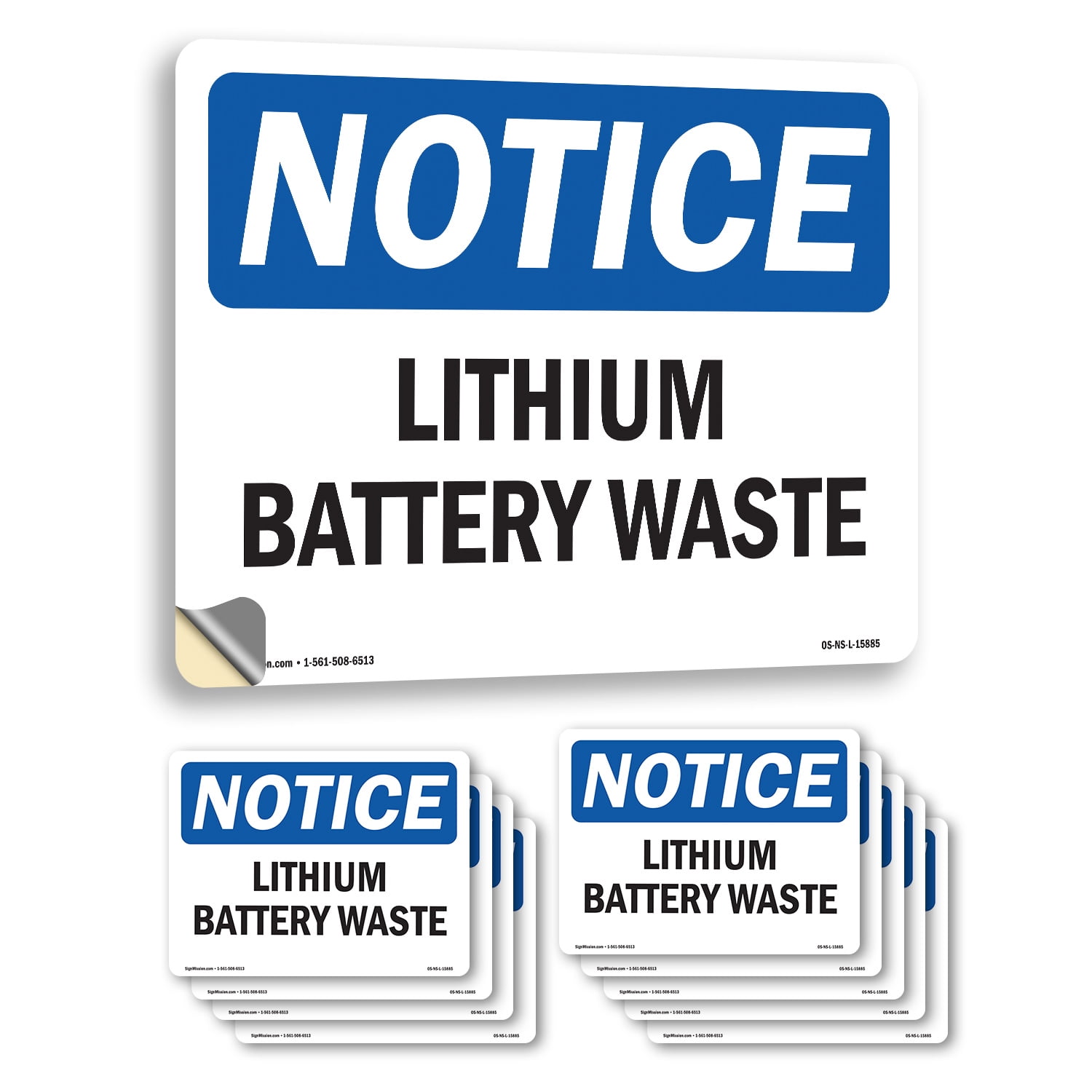 Lithium Battery Waste OSHA Notice Vinyl Decal Label 18 Inch x 12 Inch ...