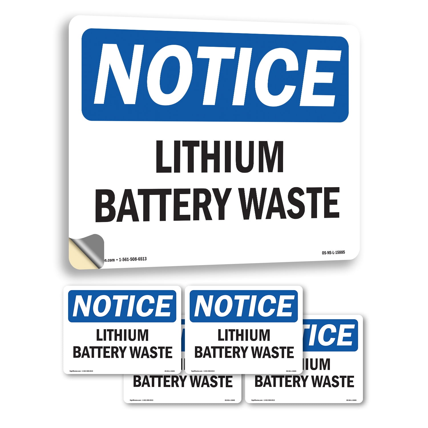 Lithium Battery Waste OSHA Notice Vinyl Decal Label 18 Inch x 12 Inch ...