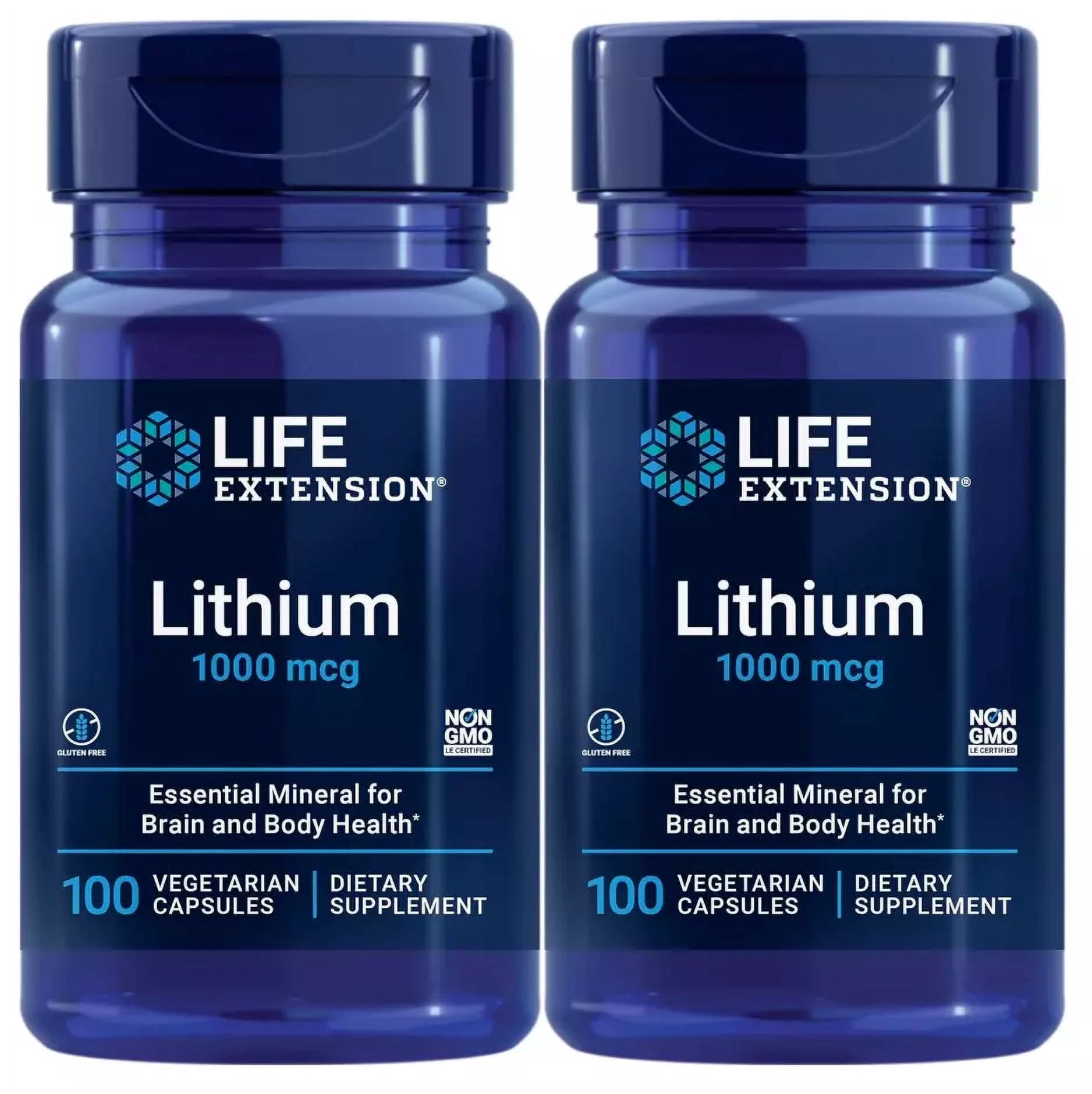 Lithium_Orotate_1000mcg_2X100_Caps_Life_Extension_Brain_DNA_Health ...