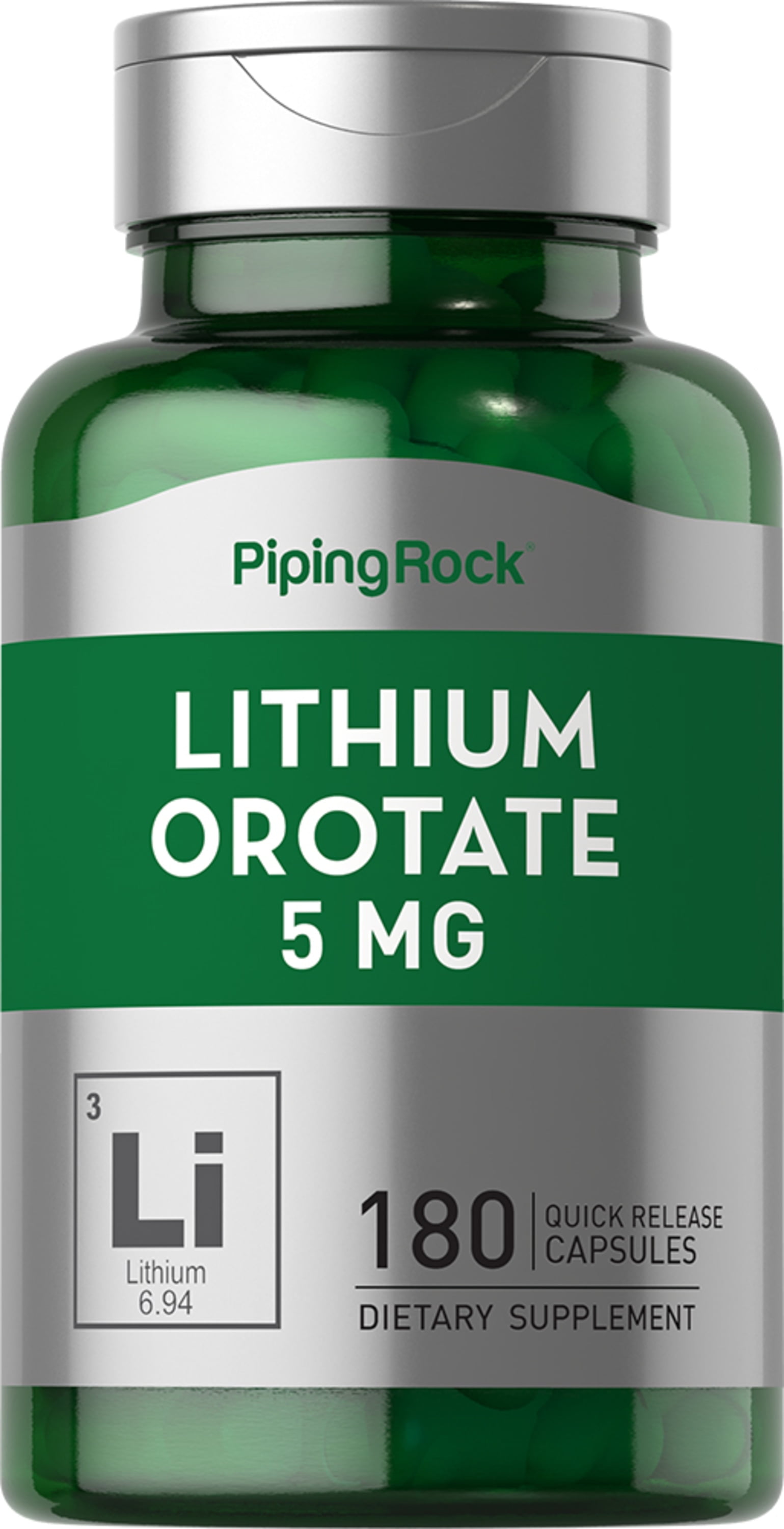Lithium Orotate 5 mg | 180 Capsules | by Piping Rock - Walmart.com
