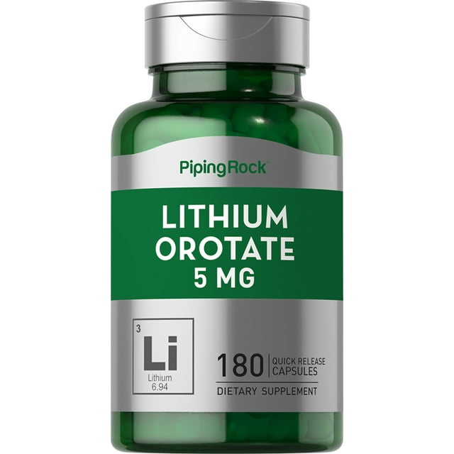 Lithium Orotate 5 mg | 180 Capsules | by Piping Rock - Walmart.com