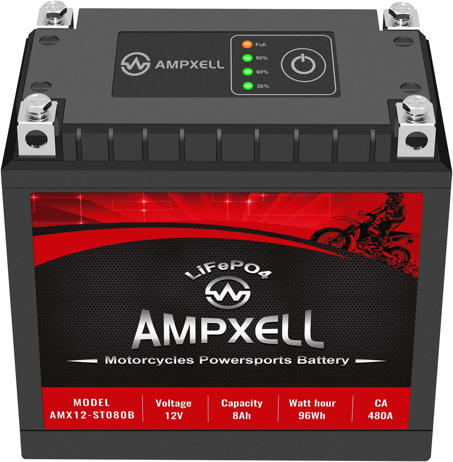 Lithium Powersports Battery 12V 8AH 480A Motorcycle Battery with Smart ...