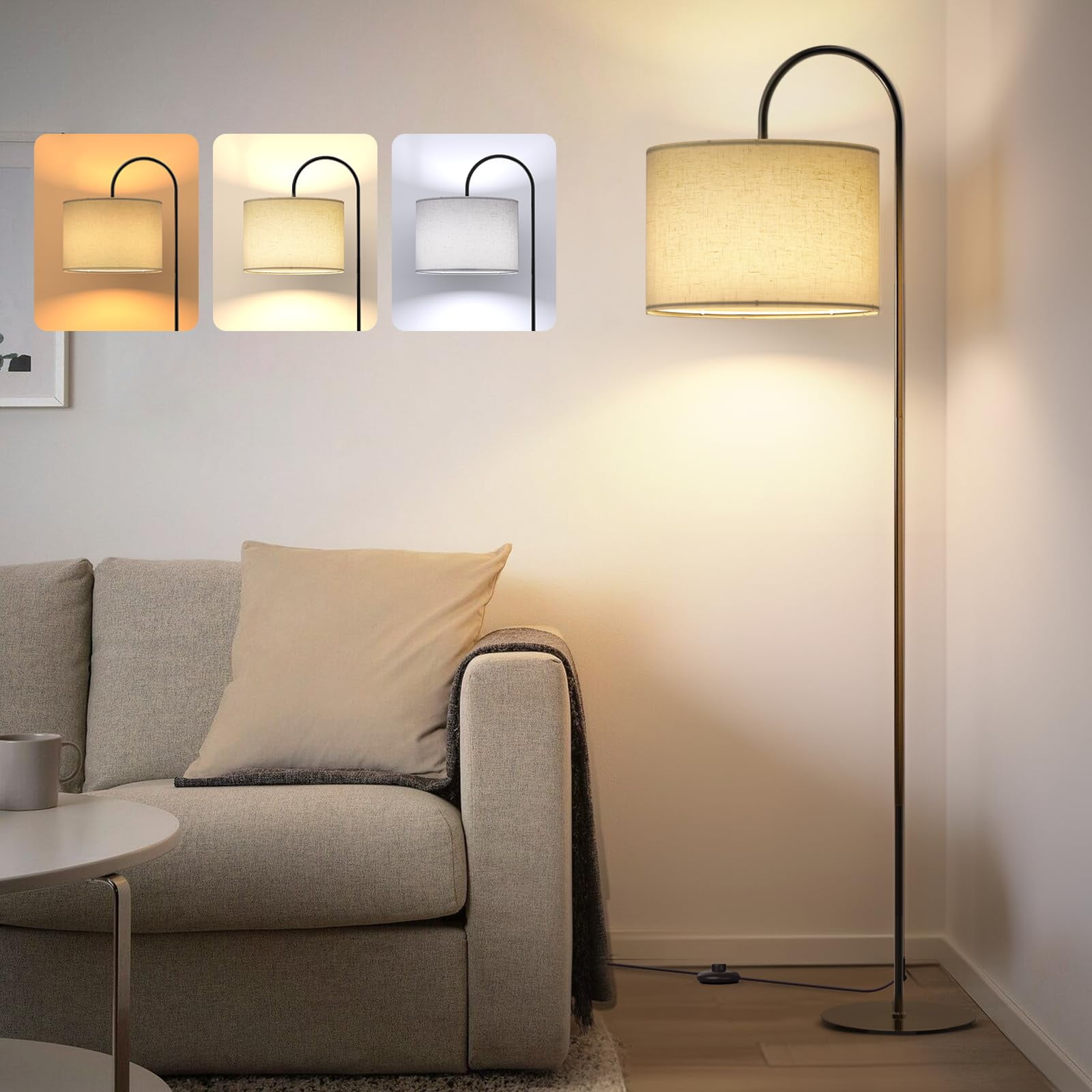 Lithomy Floor Lamps for Living Room - 12W LED Bulb Modern Standing Lamp ...