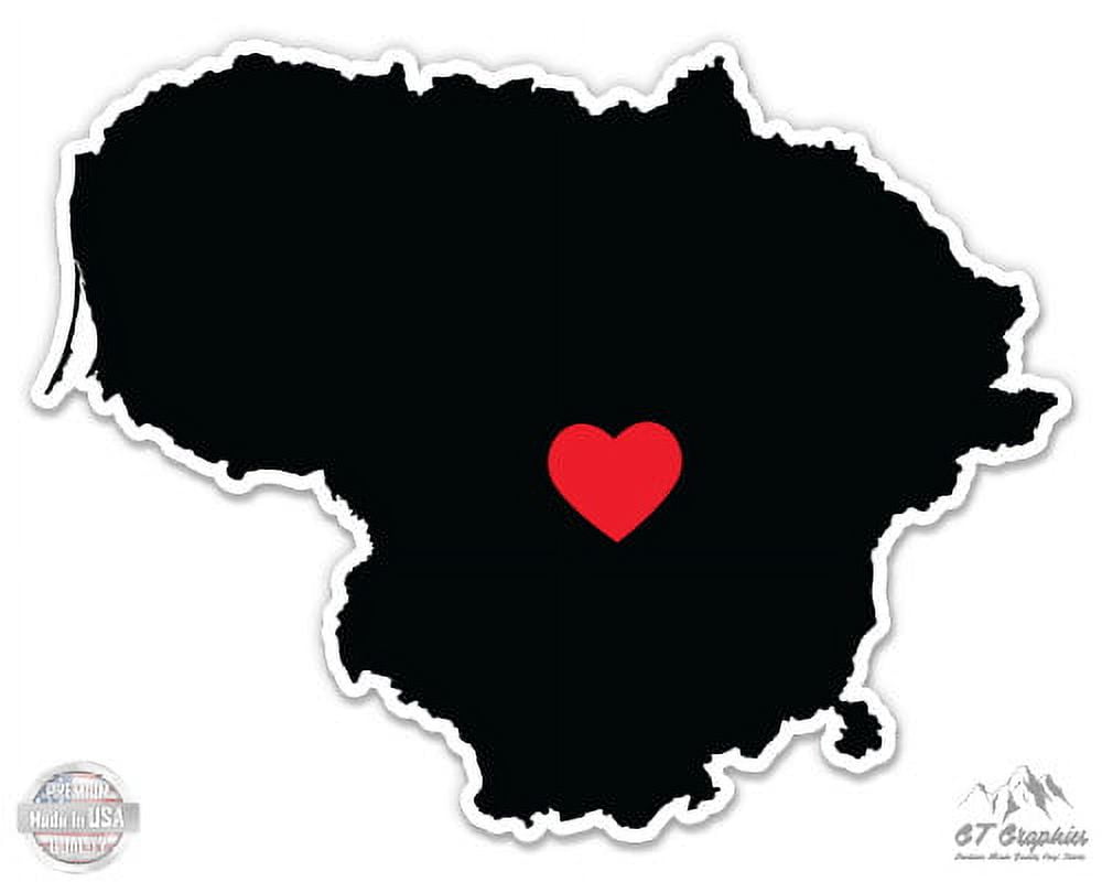Lithuania Country Shape Heart - 12" Vinyl Sticker Waterproof Decal ...