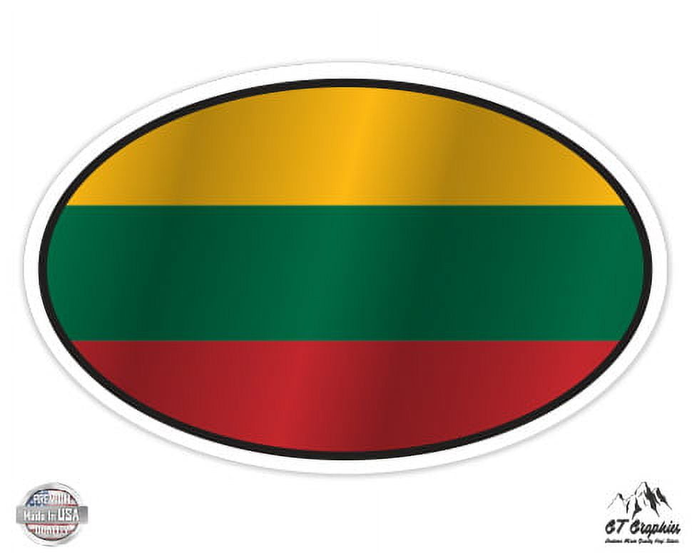 Lithuania Flag Oval - 12" Vinyl Sticker Waterproof Decal - Walmart.com