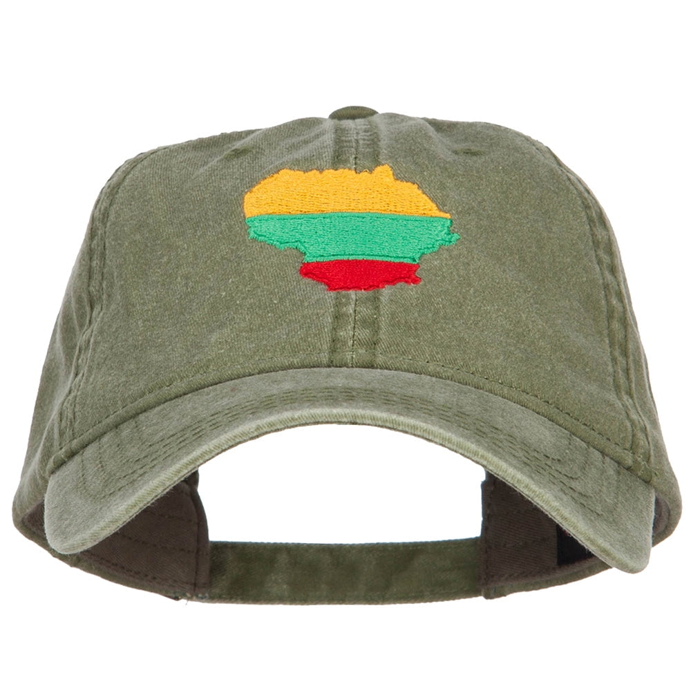 Lithuania Map Flag Embroidered Washed Cap - Olive OSFM - Walmart.com