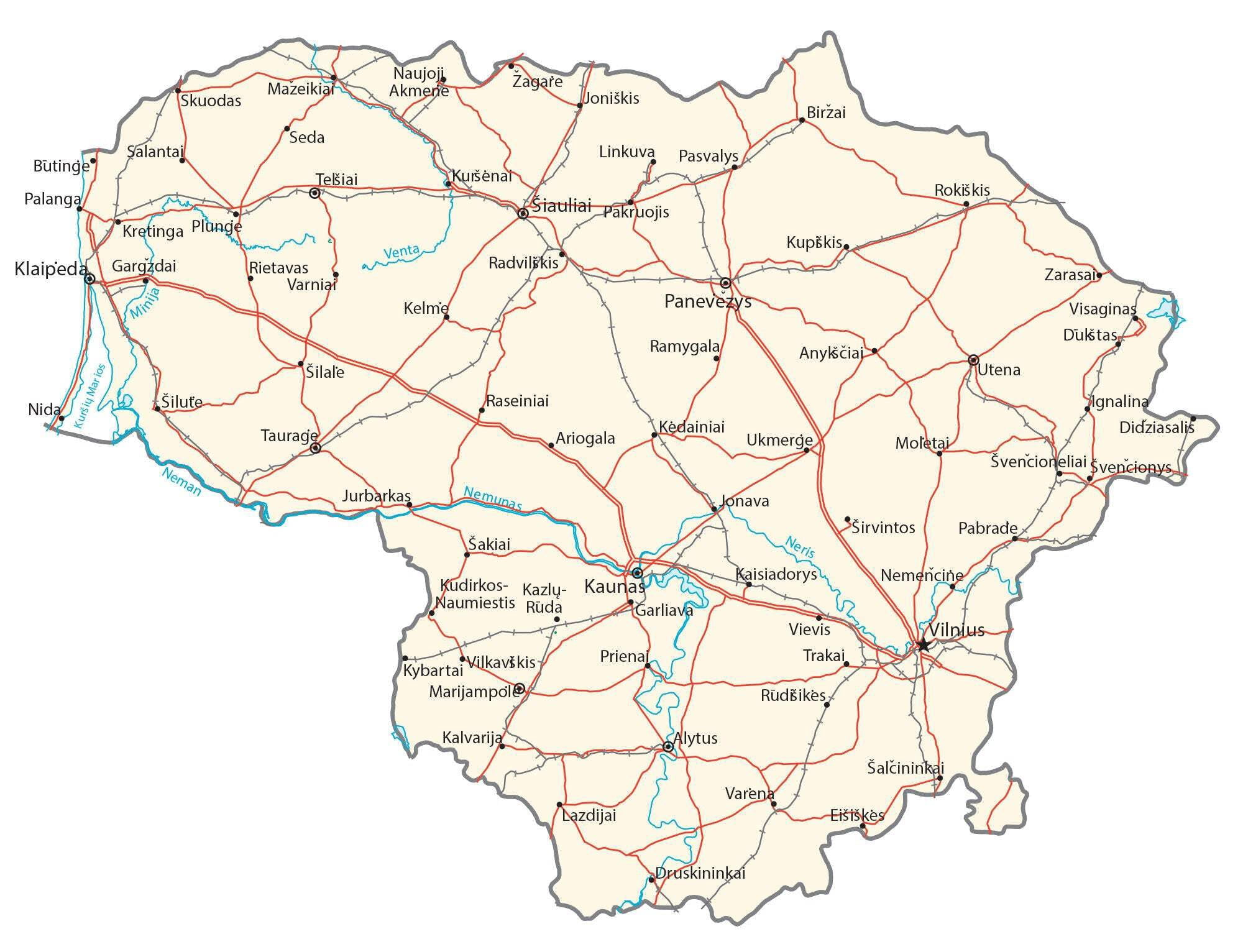 Lithuania Road Map GLOSSY POSTER PICTURE PHOTO PRINT BANNER ...