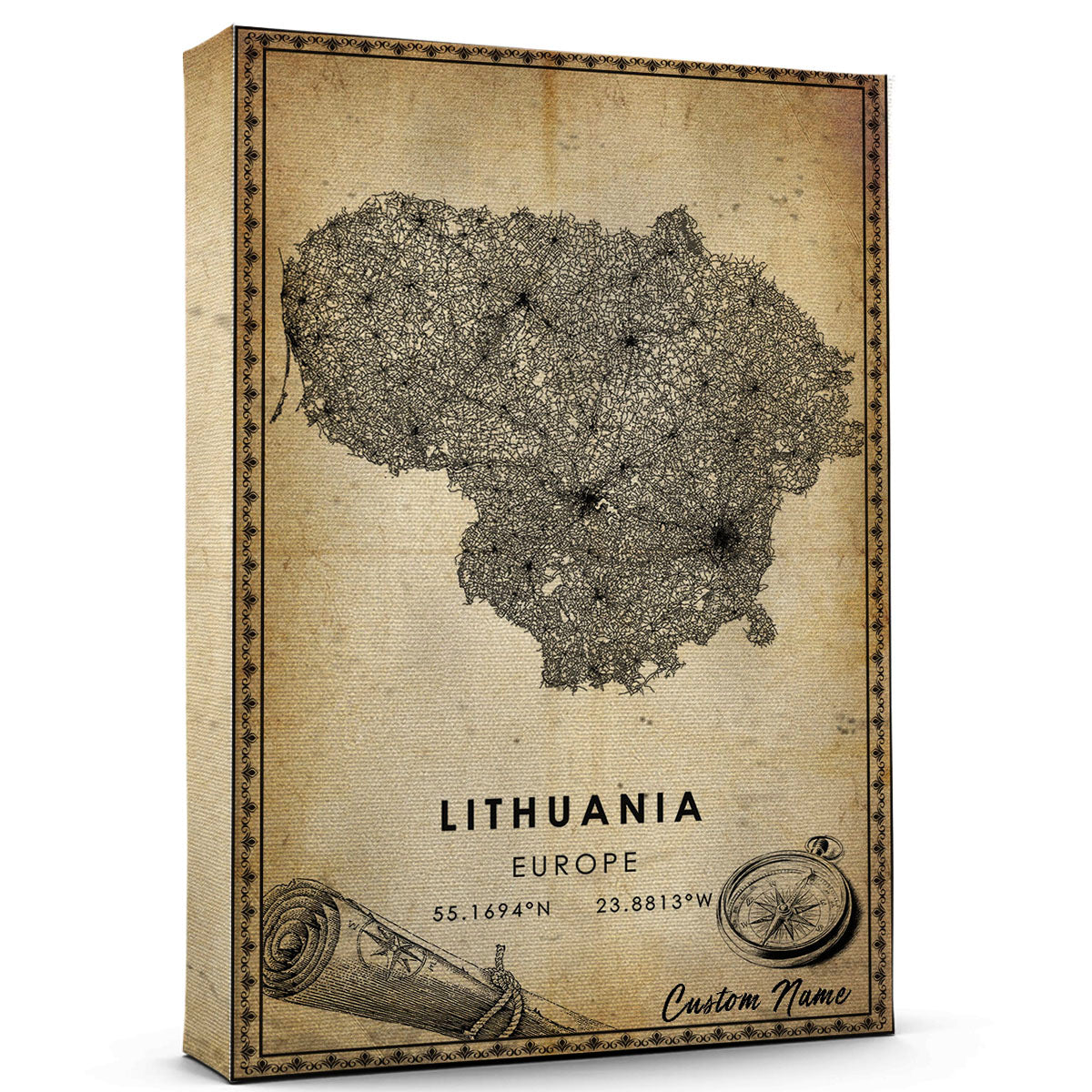Lithuania country Map Poster, Lithuania Country road Map Art Poster ...