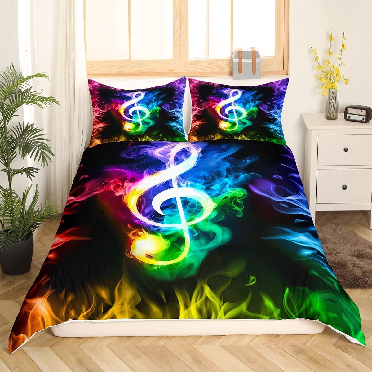 Litian Colorful Music Note Bedding Set Rock Music Themed Comforter ...